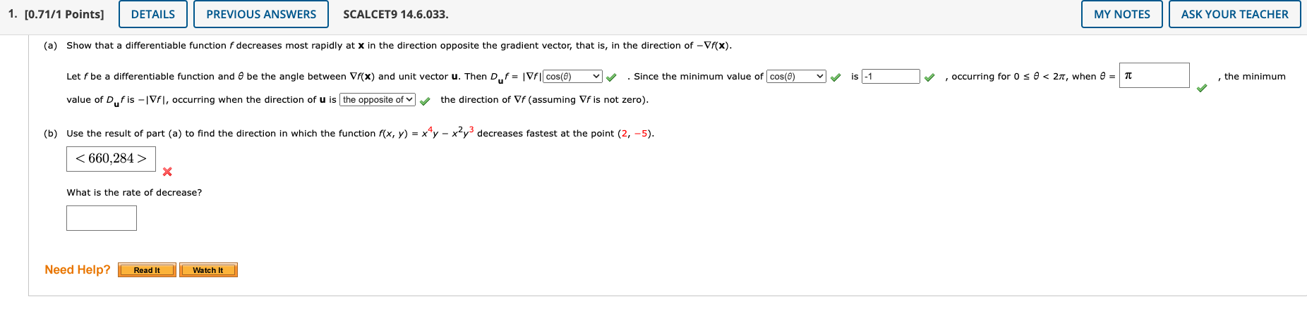 Solved [0.71/1 Points] SCALCET9 14.6.033. (a) Show that a | Chegg.com