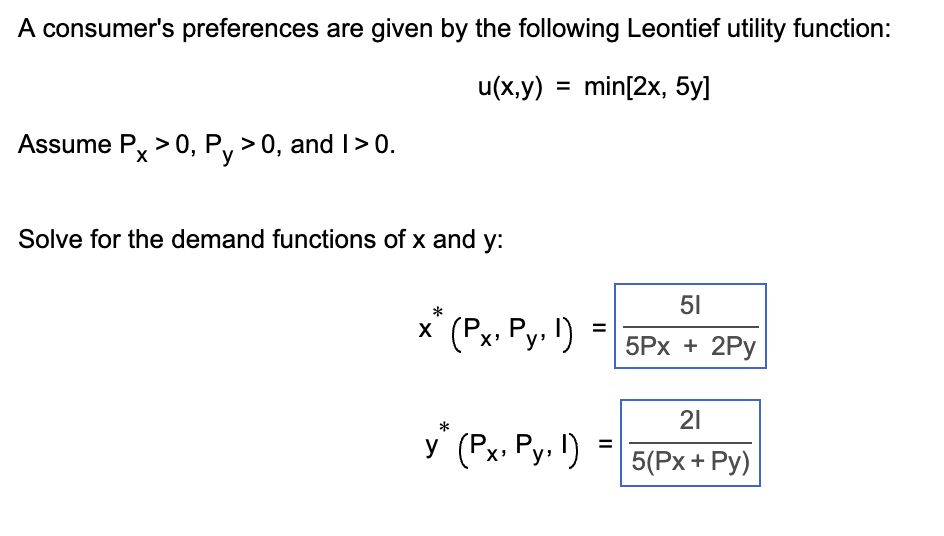 Solved A consumer's preferences are given by the following | Chegg.com