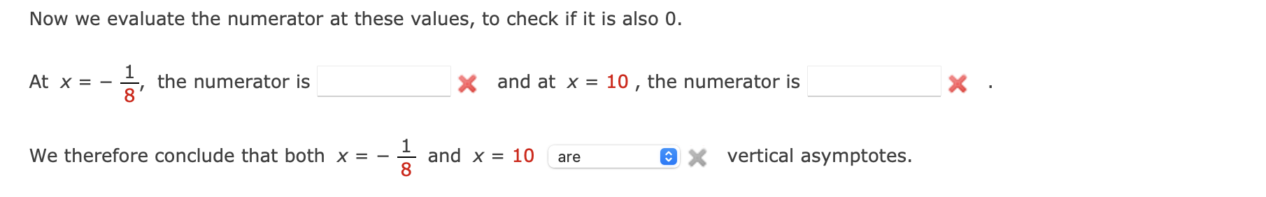 Now we evaluate the numerator at these values, to | Chegg.com