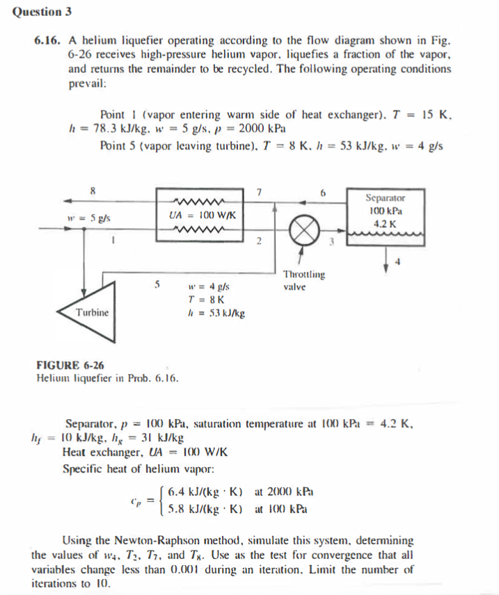 Solved 6.16. A helium liquefier operating according to the | Chegg.com