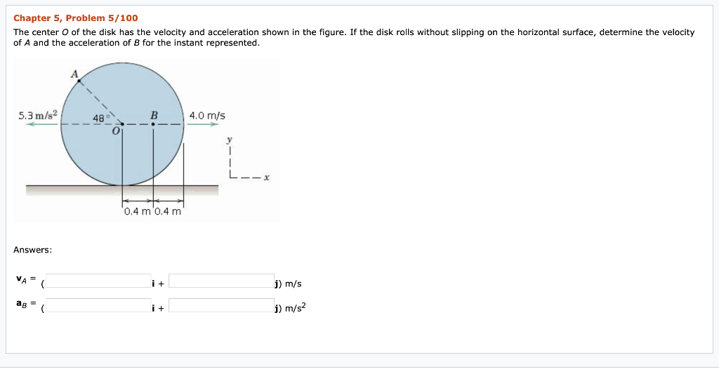 Solved Chapter 5, Problem 5/100 The center of the disk has | Chegg.com