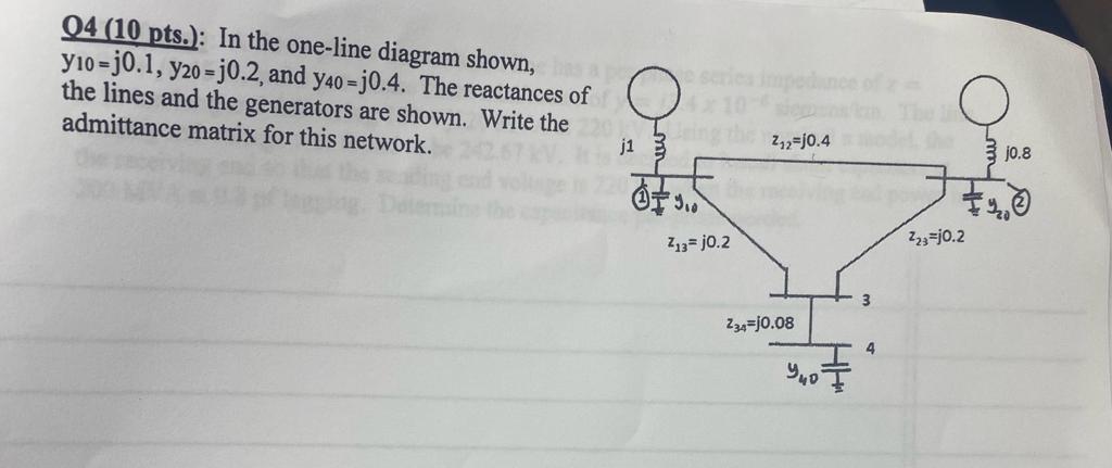 Solved Q4 (10 ﻿pts.): In the one-line diagram | Chegg.com
