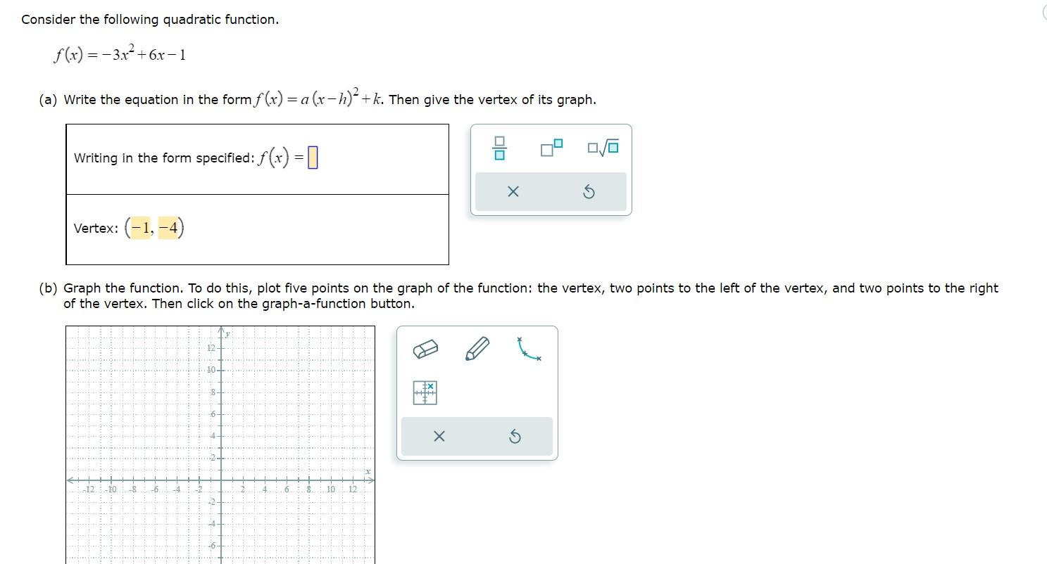 Solved Consider the following quadratic function. | Chegg.com