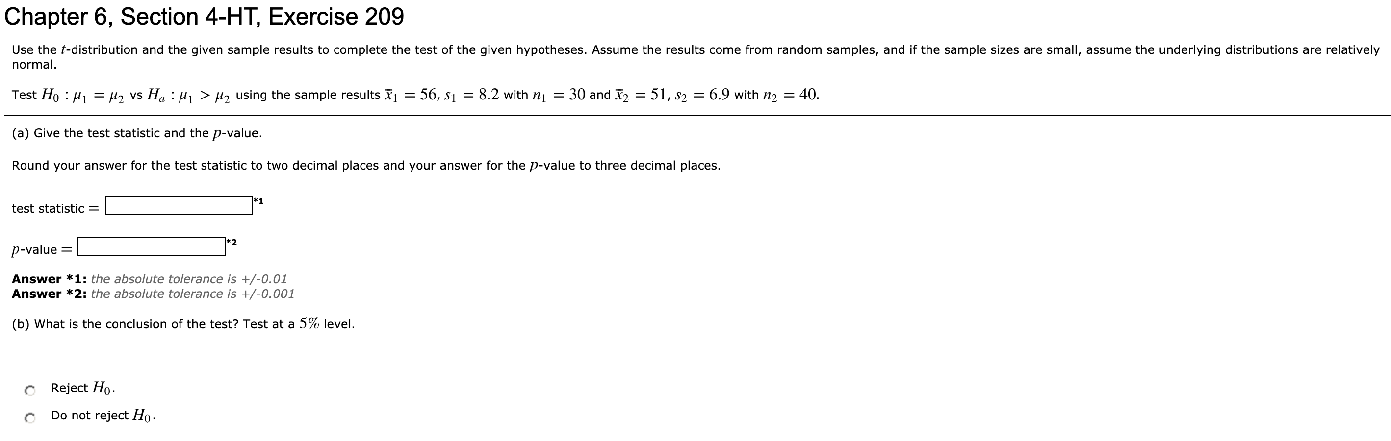Solved Chapter 6 Section 4 Ht Exercise 209 Use The 1292
