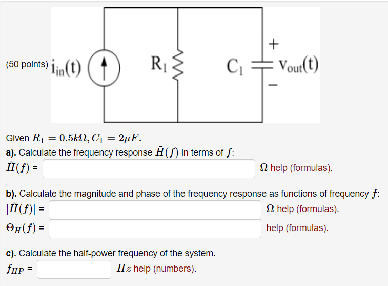 Solved Given R1=0.5kΩ,C1=2μF. a). Calculate the frequency | Chegg.com