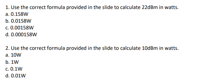 Solved 1. Use the correct formula provided in the slide to | Chegg.com