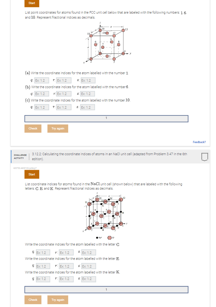 Solved List point coordinates for atoms found in the FCC | Chegg.com