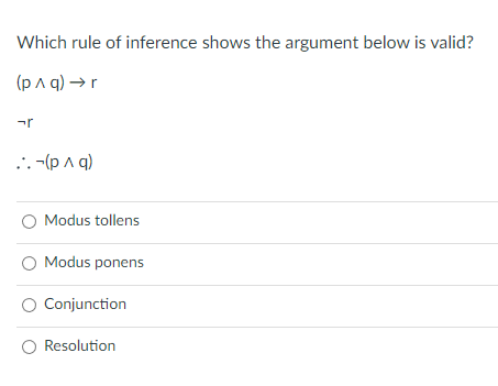Solved Which rule of inference shows the argument below is | Chegg.com
