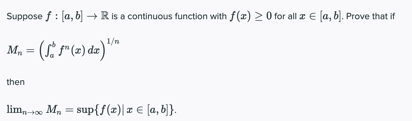 Solved Suppose f : [a, b] → R is a continuous function with | Chegg.com