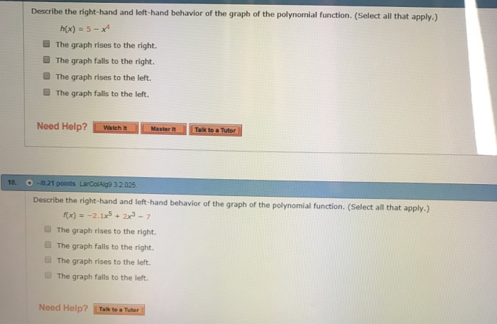 Solved Describe the right-hand and left-hand behavior of the | Chegg.com