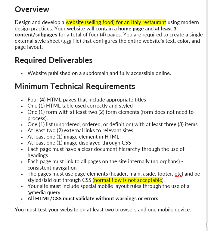 Solved Overview Design and develop a website (selling food) | Chegg.com