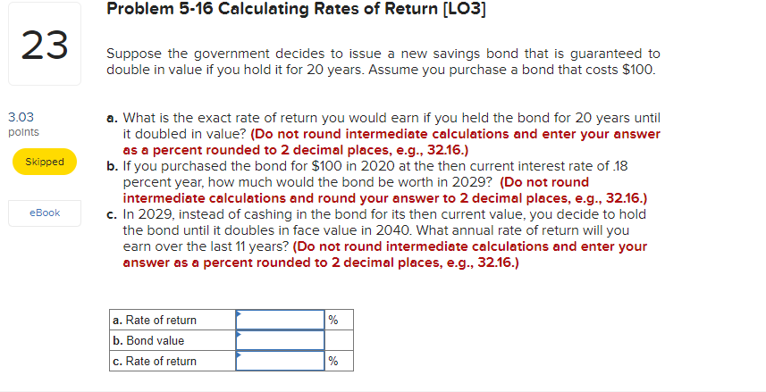 Solved Problem 5-16 Calculating Rates of Return [LO3] | Chegg.com