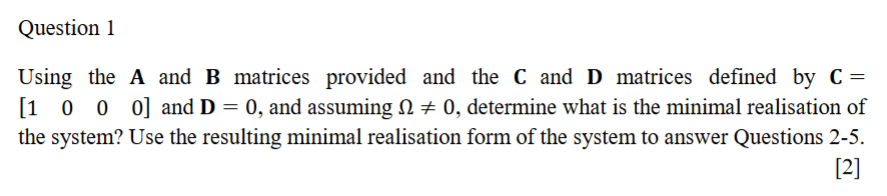 OBTAIN the minimal realization of the system. Do NOT | Chegg.com