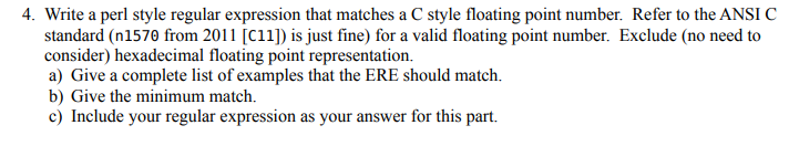 Solved 4. Write a perl style regular expression that matches | Chegg.com