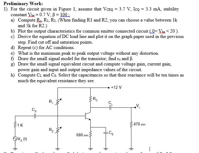 Solved Preliminary Work: 1) For the circuit given in Figure | Chegg.com
