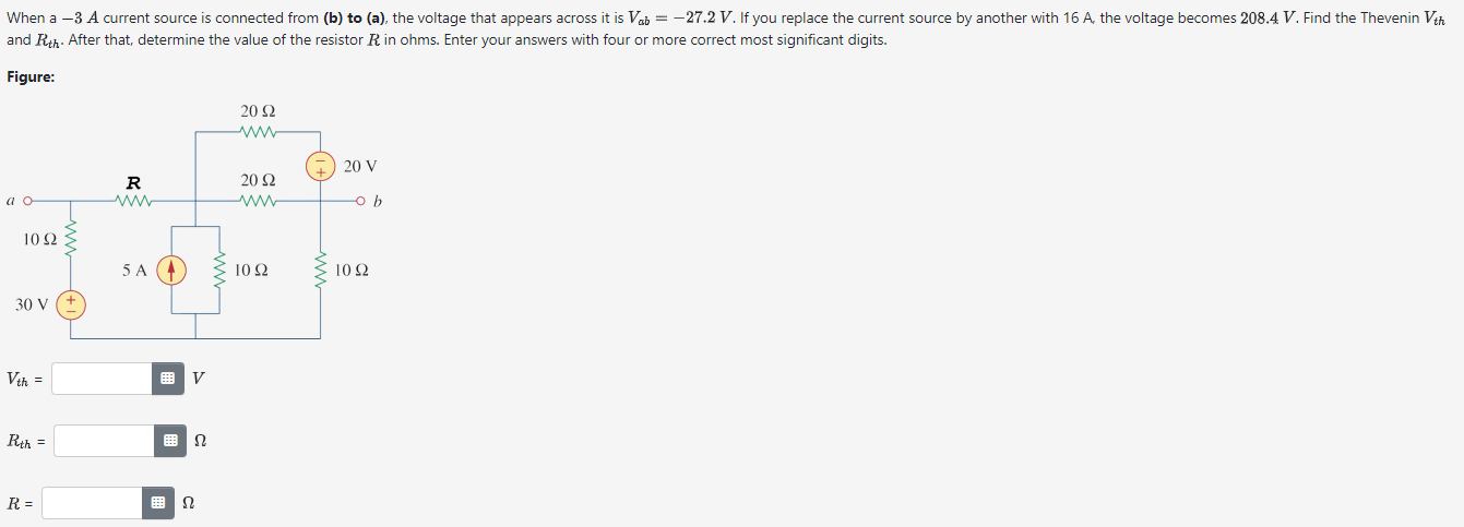 Solved When a -3 ﻿A current source is ﻿connected from | Chegg.com