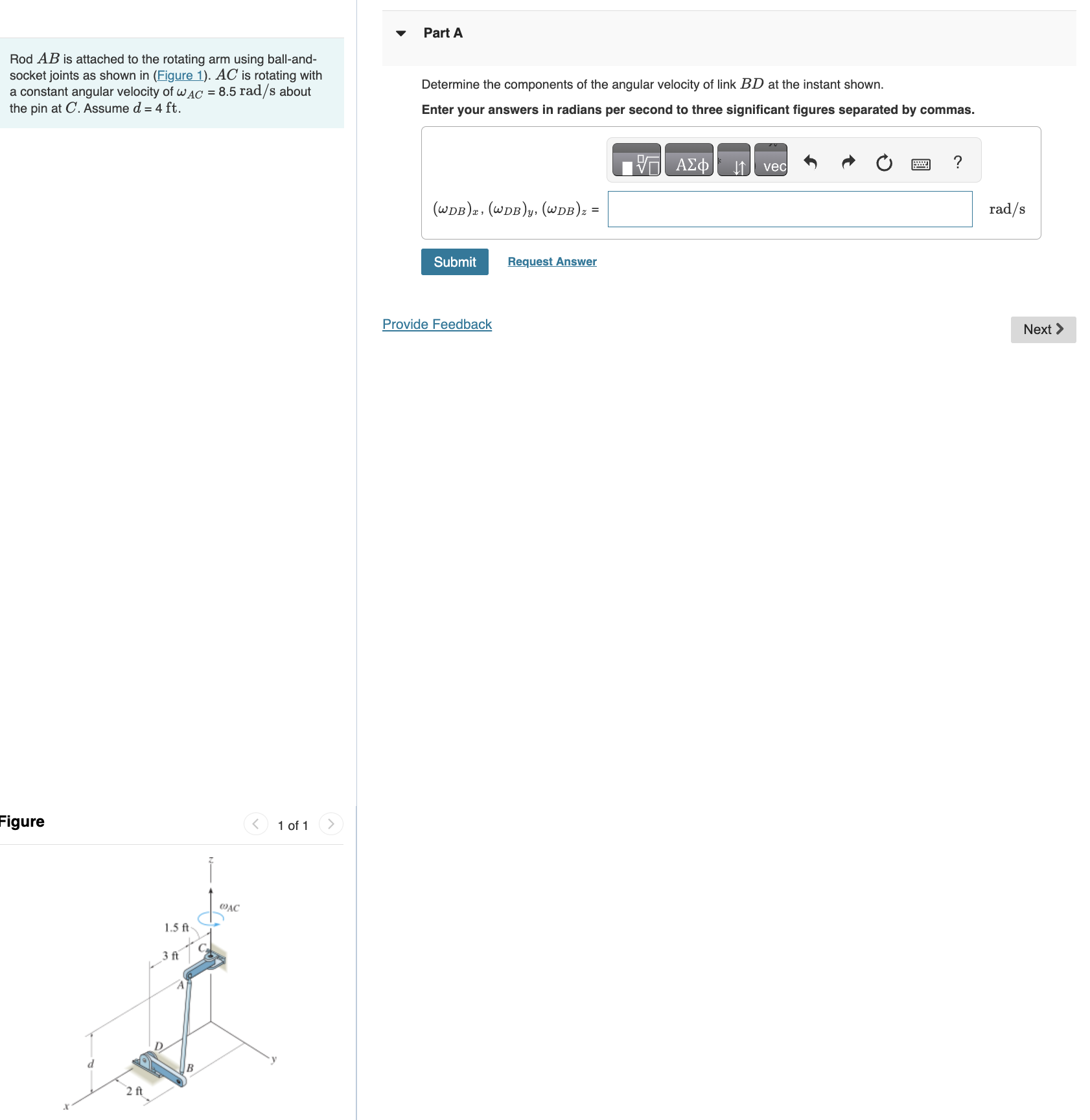 Solved Part ARod AB ﻿is attached to the rotating arm using | Chegg.com