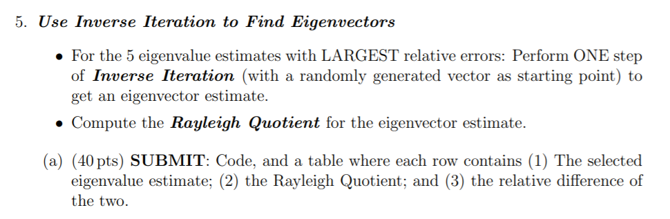 Solved 5. Use Inverse Iteration to Find Eigenvectors • For | Chegg.com