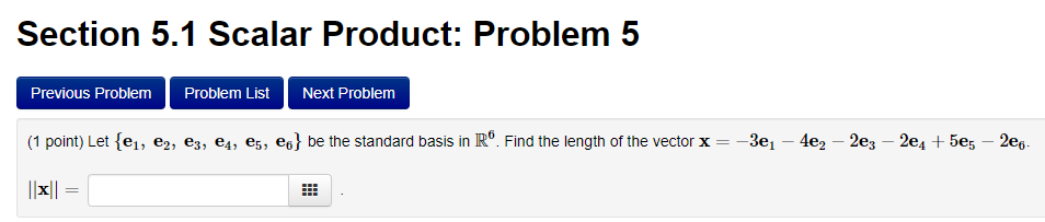 Solved Section 5.1 Scalar Product: Problem 5 Previous | Chegg.com