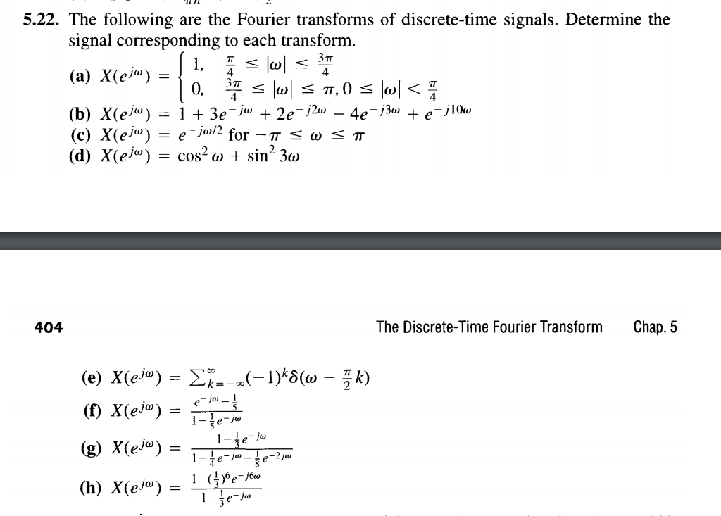 Solved 3п 4 5.22. The following are the Fourier transforms | Chegg.com