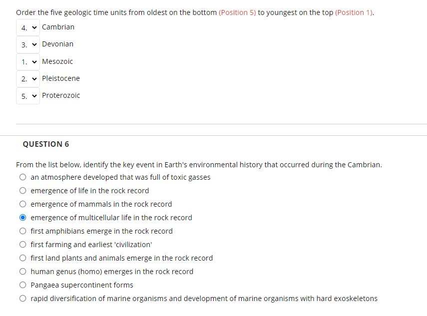 Solved Order the five geologic time units from oldest on the | Chegg.com