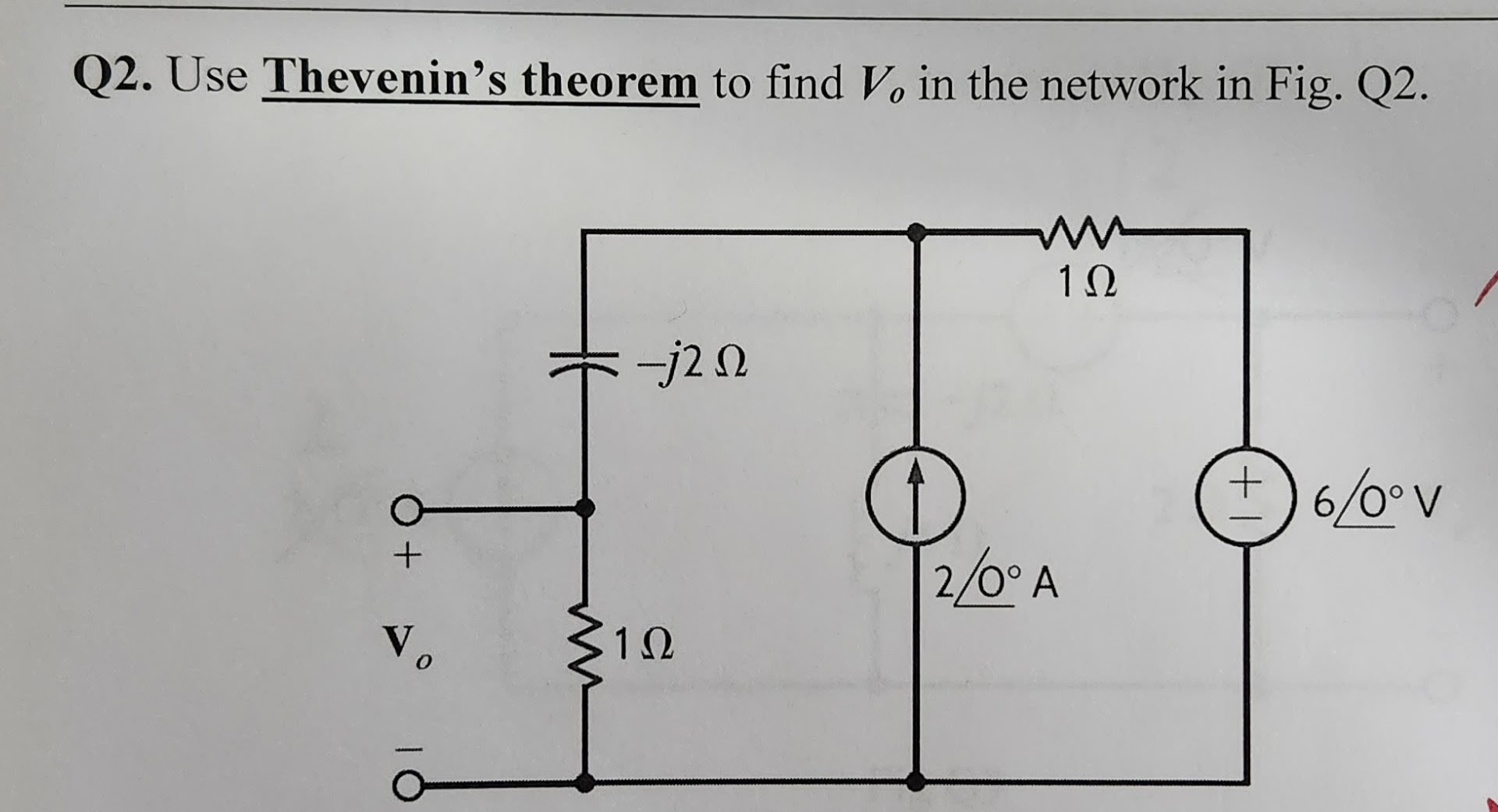 Solved Q2. Use Thevenin's theorem to find Vo in the network | Chegg.com