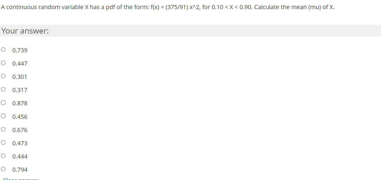 Solved A continuous random variable X has a pdf of the form: | Chegg.com