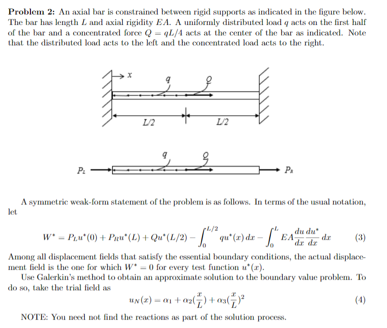 Problem 2: An axial bar is constrained between rigid | Chegg.com