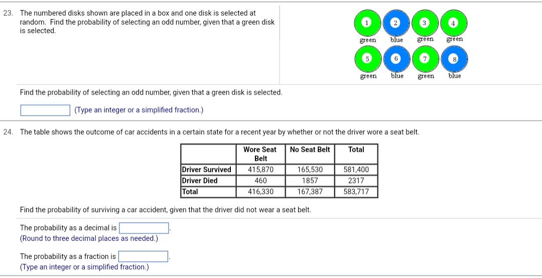 Solved 23. The numbered disks shown are placed in a box and | Chegg.com
