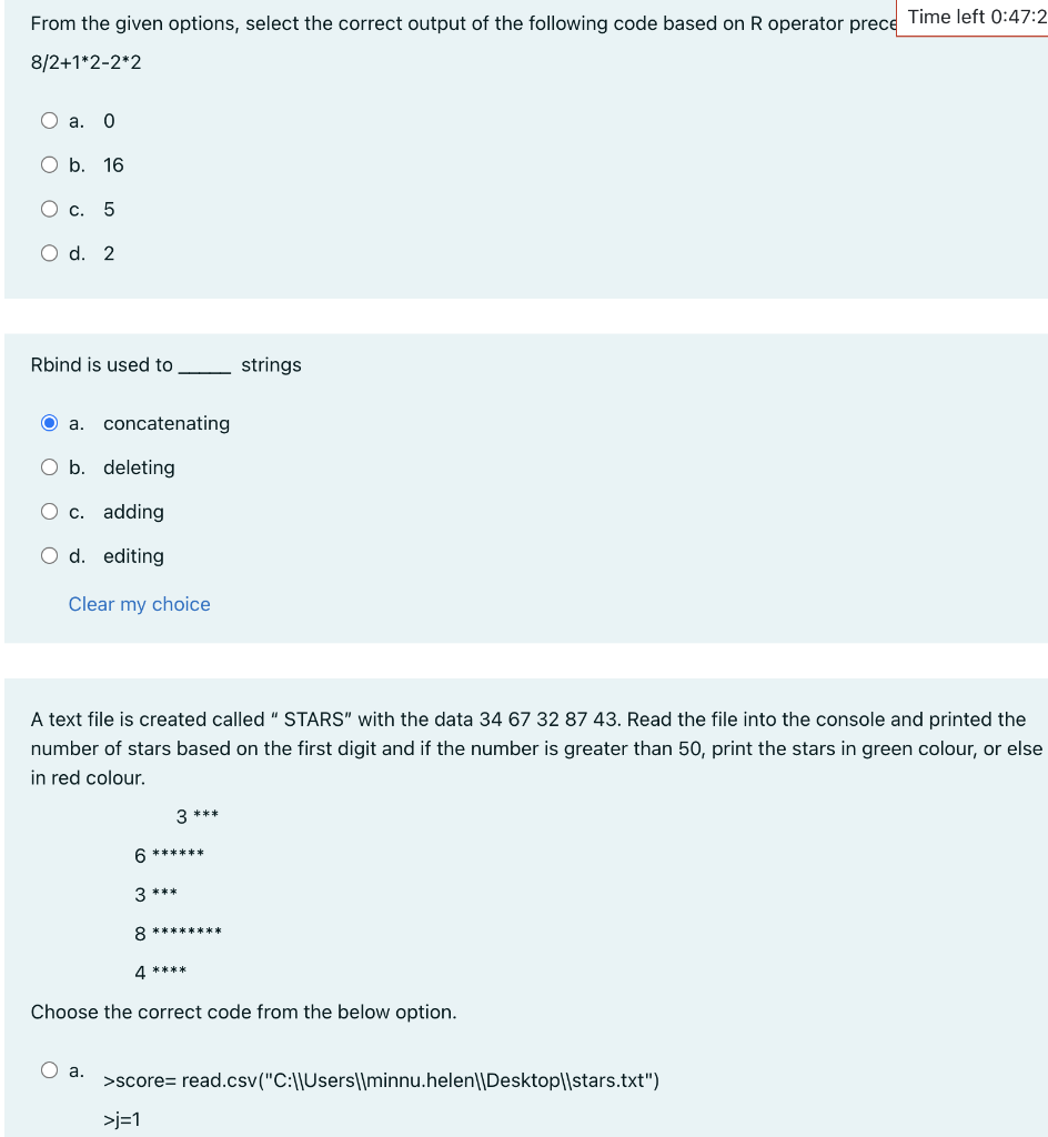 Solved From the given options, select the correct output of | Chegg.com