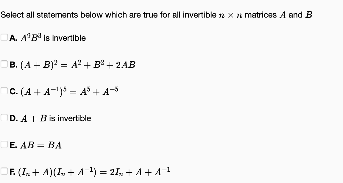 Solved Select all statements below which are true for all | Chegg.com