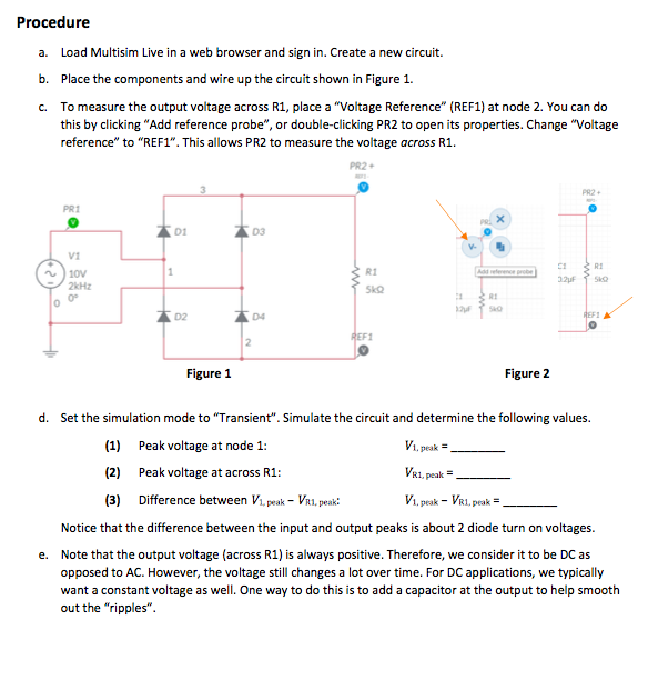 Solved Procedure Load Multisim Live in a web browser and | Chegg.com