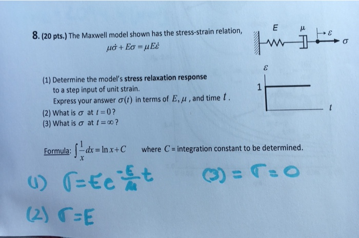 Solved E 8. (20 pts.) The Maxwell model shown has the | Chegg.com