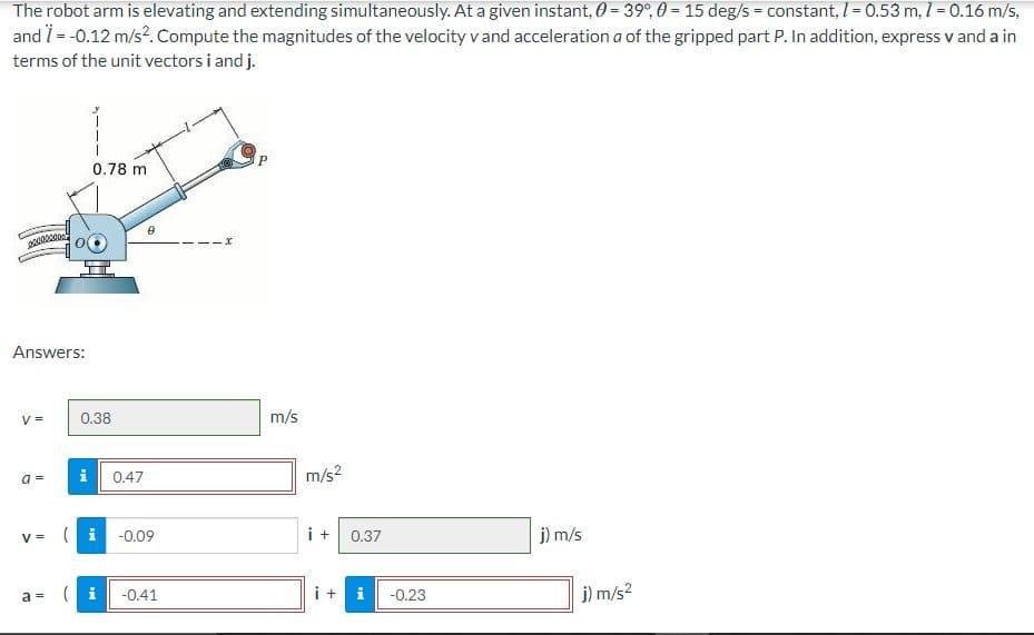 Solved The robot arm is elevating and extending | Chegg.com