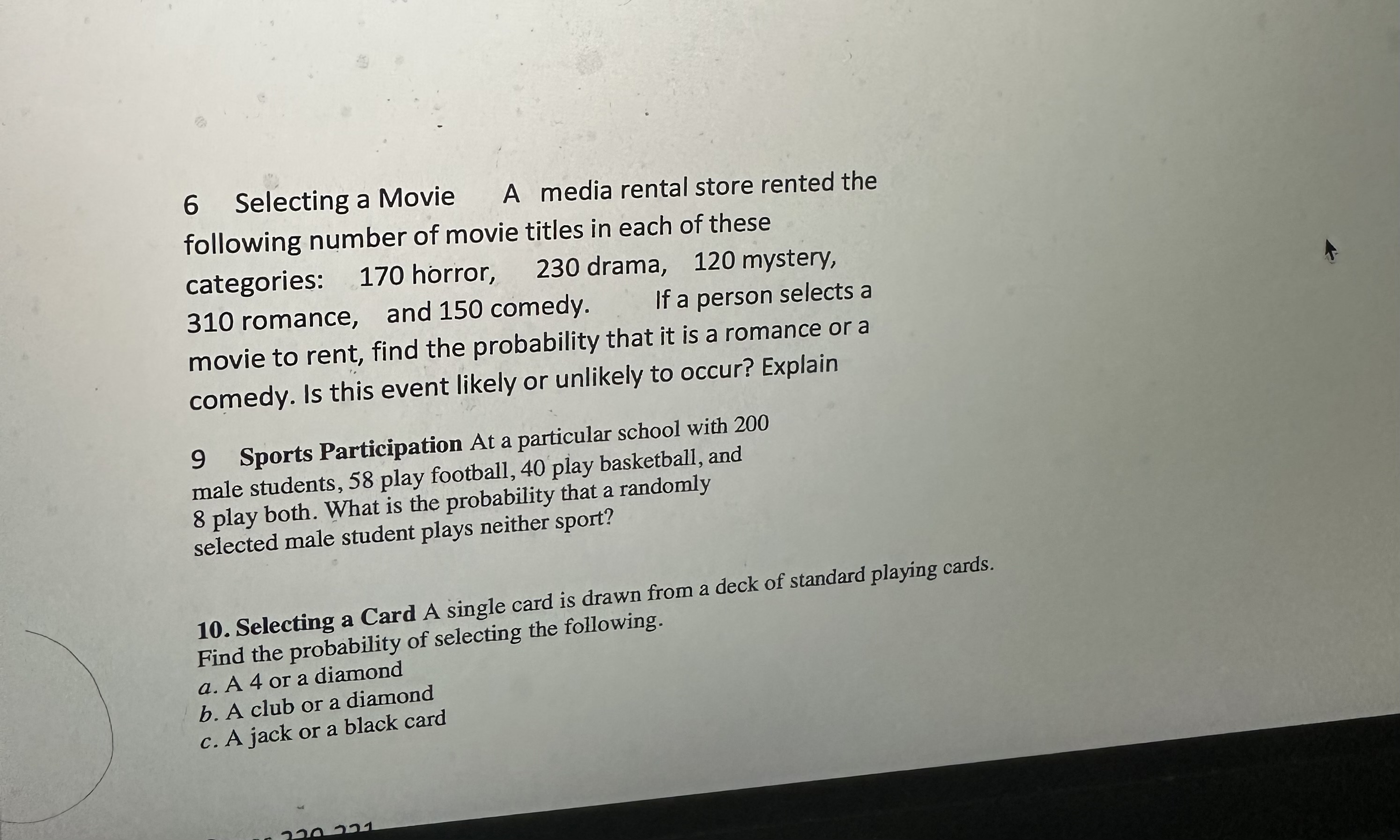Solved 6 Selecting a Movie A media rental store rented the | Chegg.com