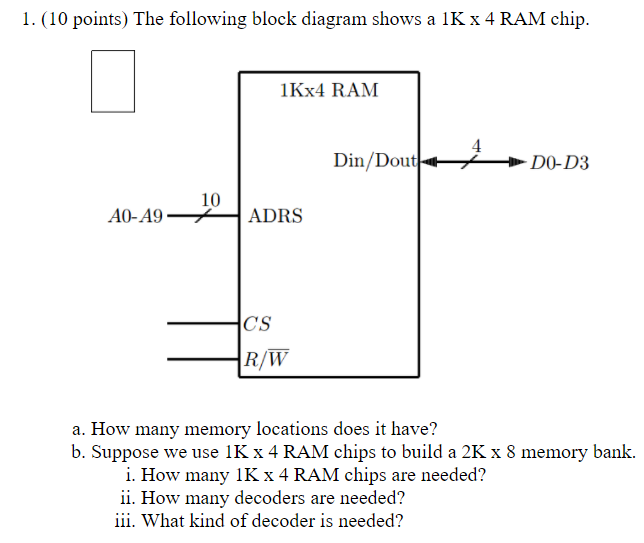 Solved 1. (10 points) The following block diagram shows a 1K | Chegg.com