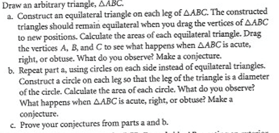 Draw an arbitrary triangle, ABC. a. Construct an | Chegg.com