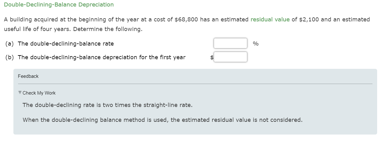 Solved Double-Declining-Balance DepreciationA building | Chegg.com
