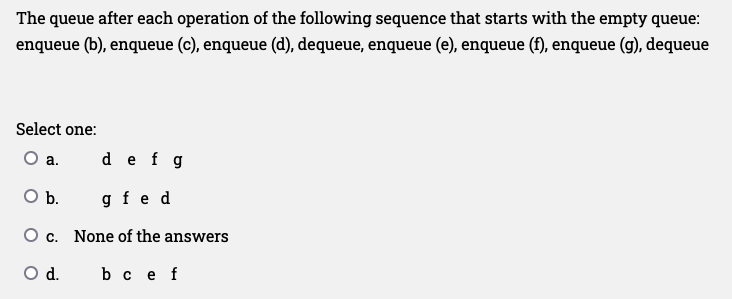 Solved The queue after each operation of the following | Chegg.com