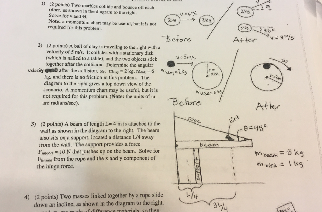 Solved (2 points) Two marbles collide and bounce off each | Chegg.com