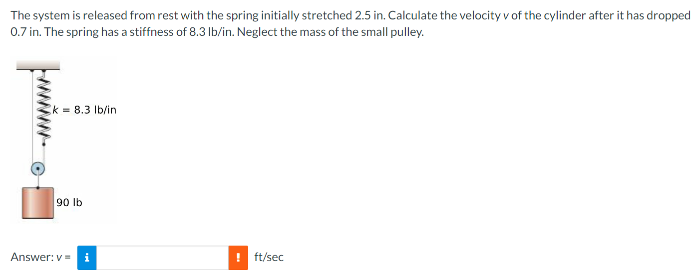 Solved The system is released from rest with the spring | Chegg.com