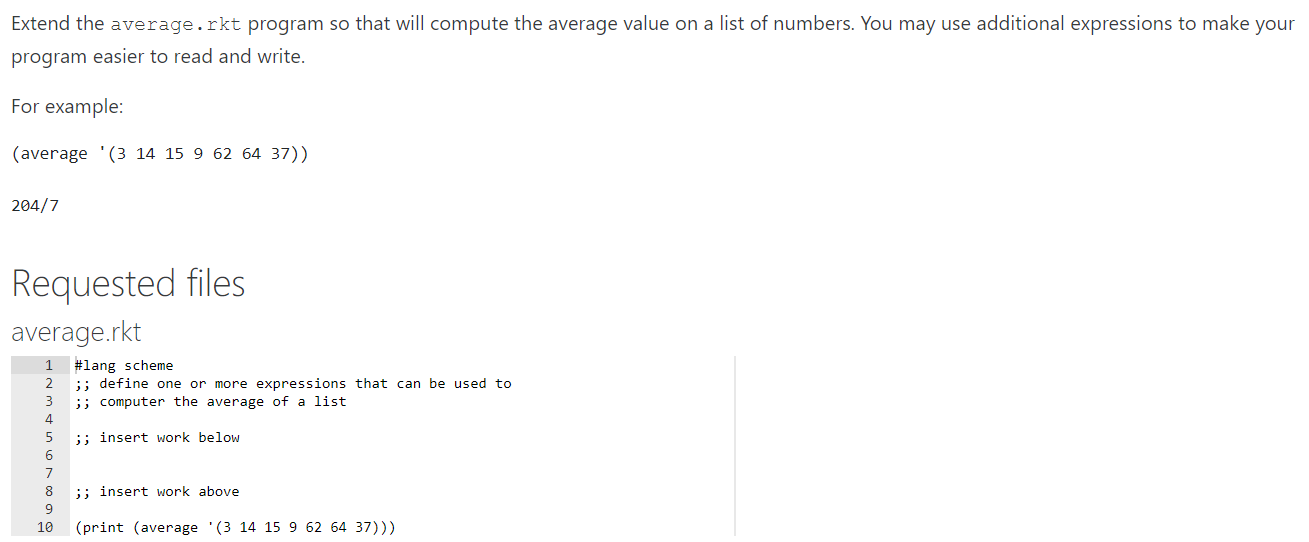 Solved Extend the average.rkt program so that will compute | Chegg.com