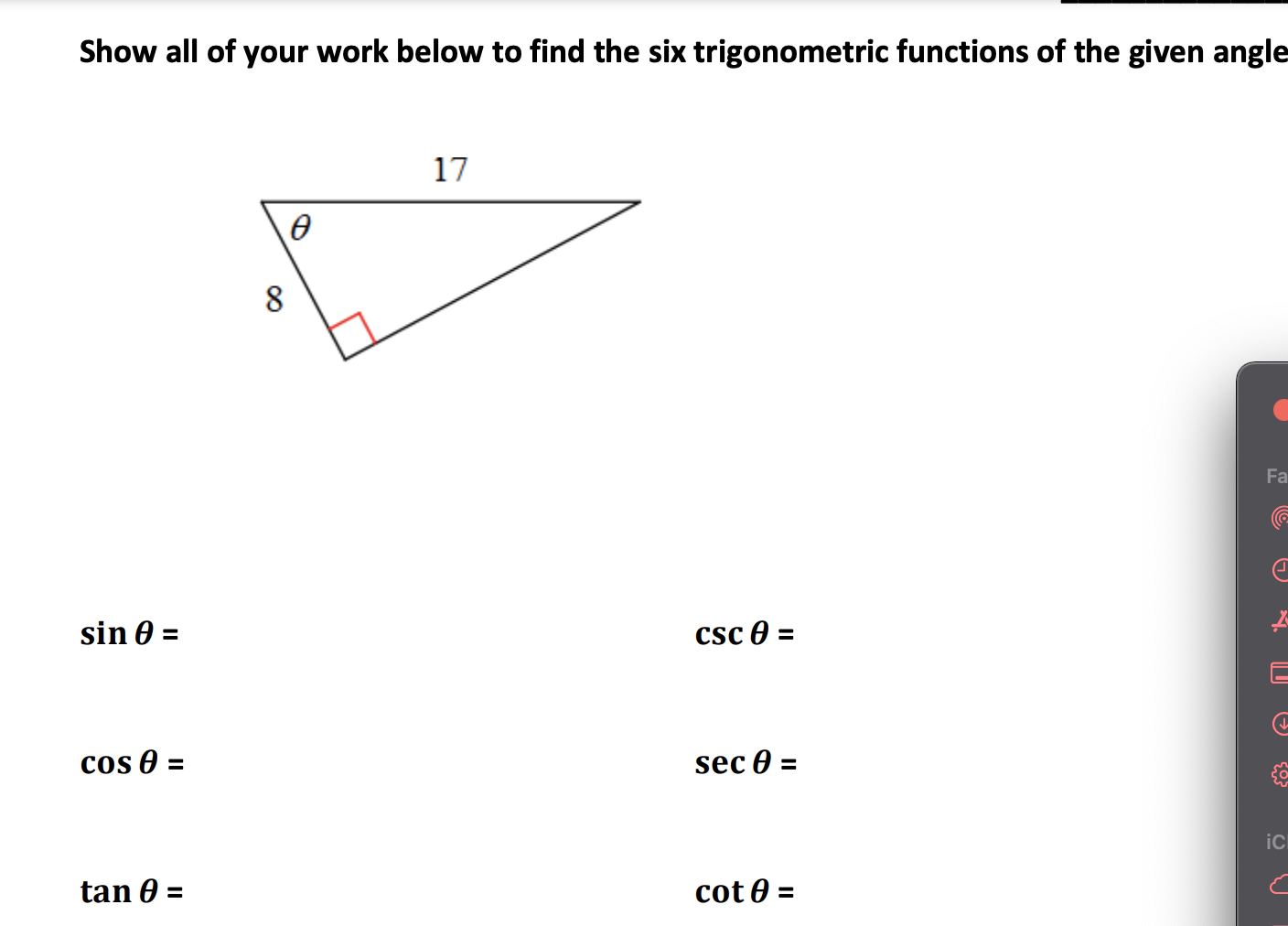 Solved Show all of your work below to find the six | Chegg.com