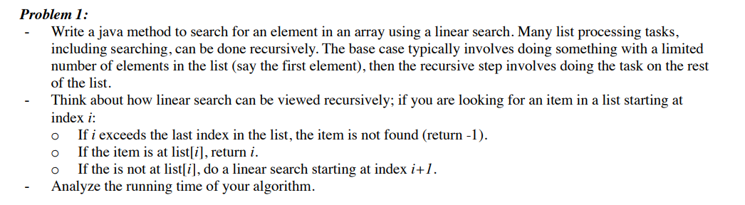 Solved Problem 1 Write A Java Method To Search For An 6523