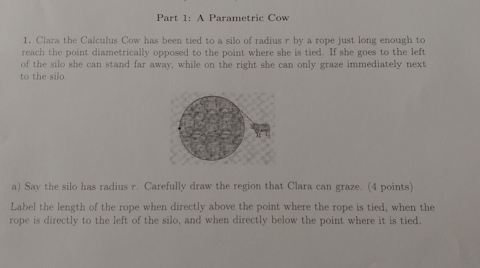 Solved Part 1: A Parametric Cow 1. Clara the Calculus Cow | Chegg.com