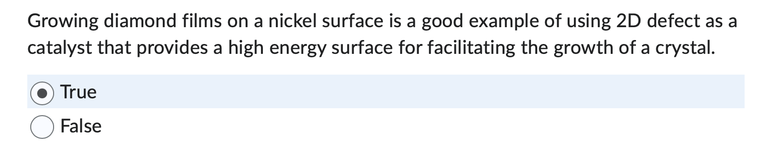 Solved Growing diamond films on a nickel surface is a good | Chegg.com
