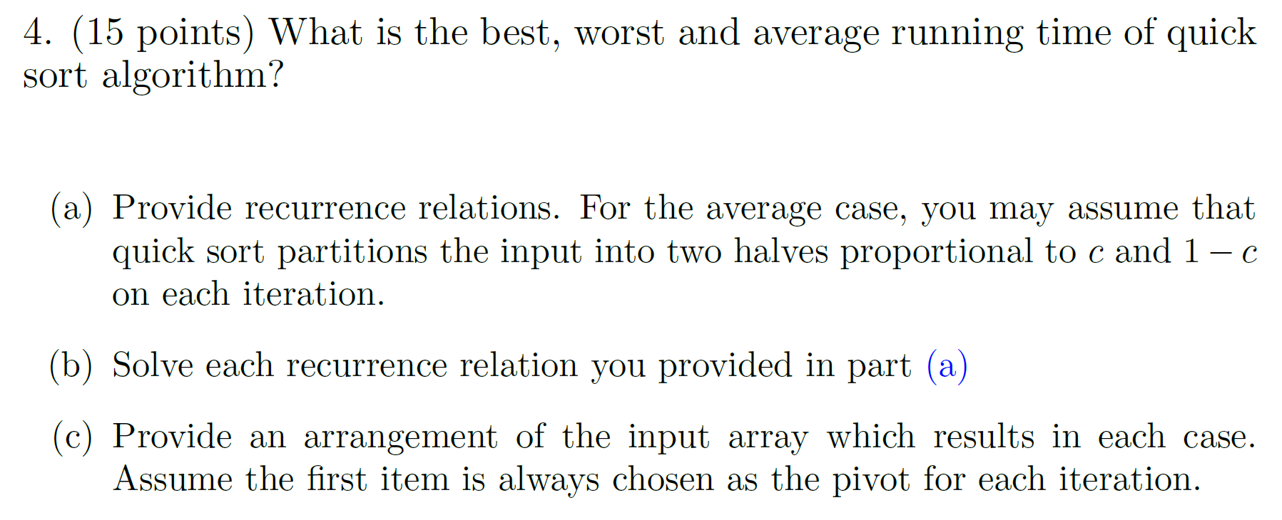 Solved 4. (15 points) What is the best, worst and average | Chegg.com