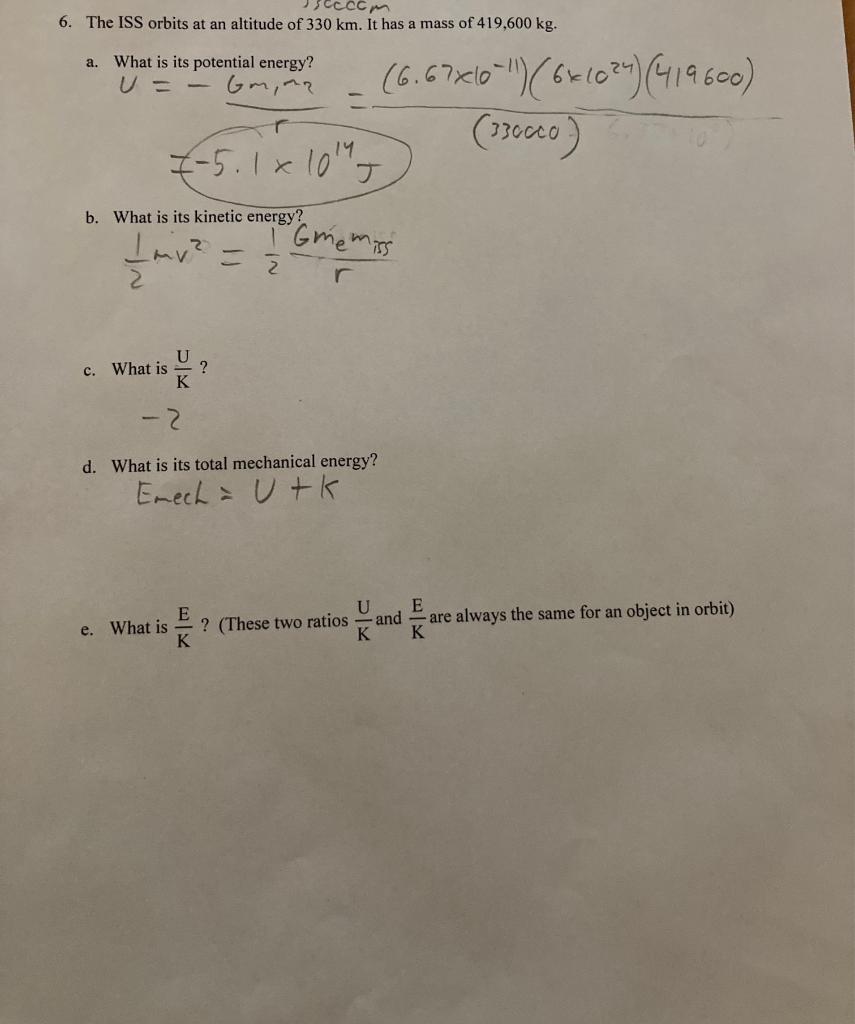 Solved The ISS orbits at an altitude of 330 km. It has a | Chegg.com