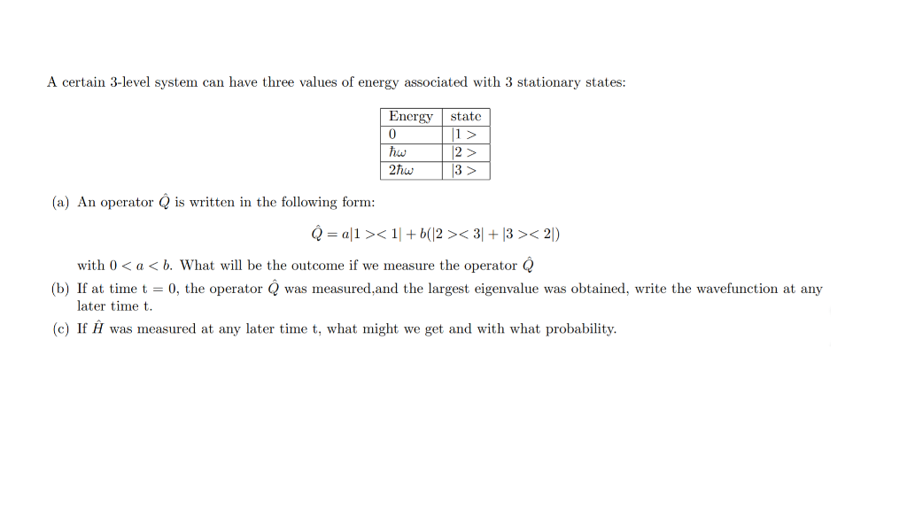 Solved A certain 3-level system can have three values of | Chegg.com