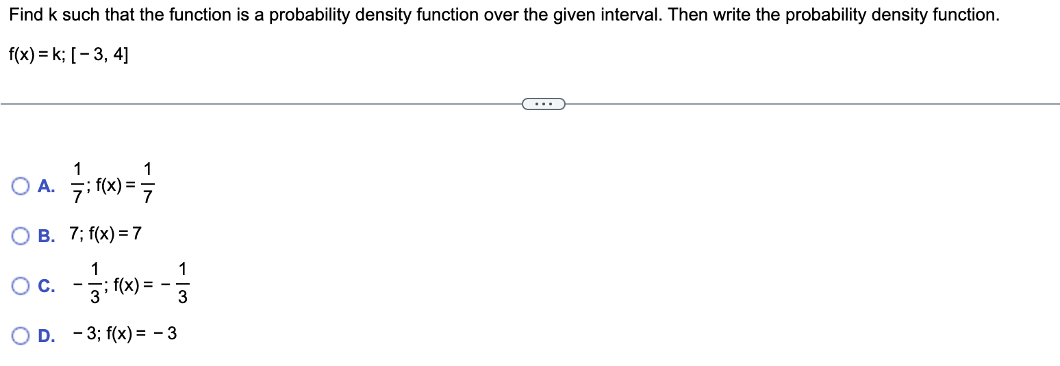 Solved Find k such that the function is a probability | Chegg.com
